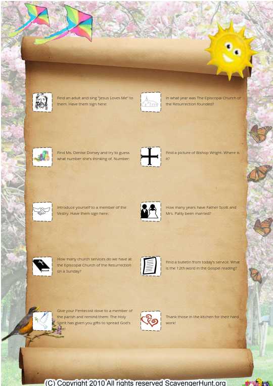 Pentecost Picnic Scavenger Hunt!