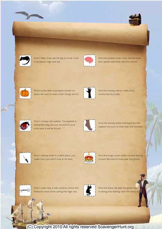 Pirates of the Caribbean scavanger hunt