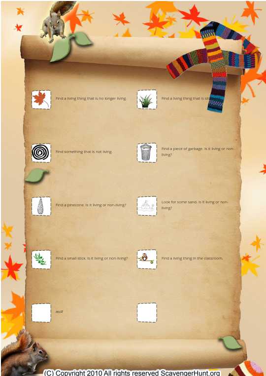 Living Things Scavenger Hunt