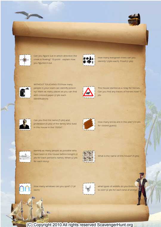 Stone Court Manor Scavenger Hunt