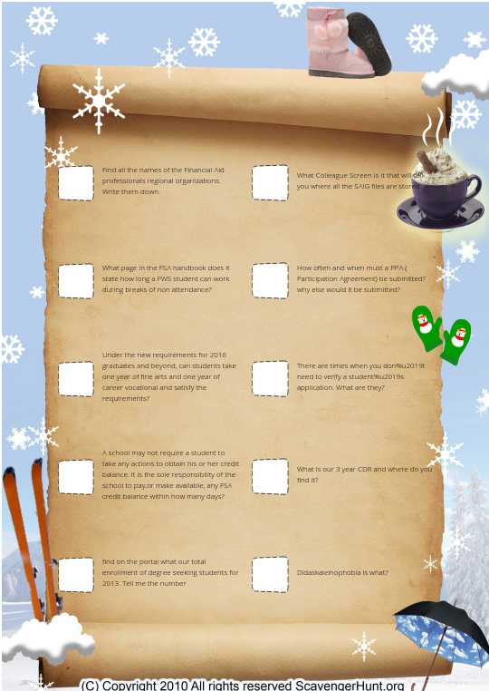 Financial Aid Winter Scavenger Hunt